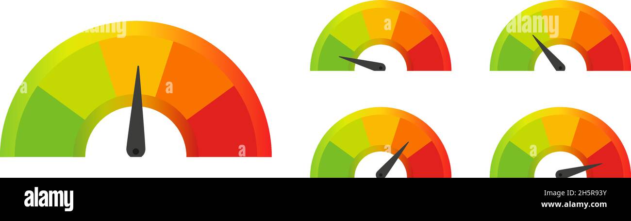 set color speedometer in flat style, vector illustration Stock Vector ...