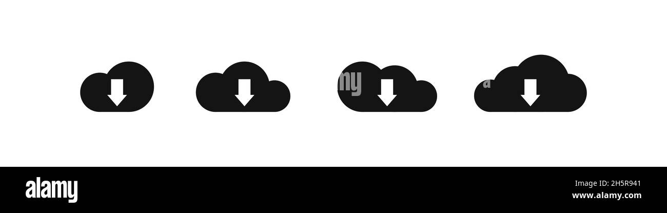 Cloud downloading vector icon collection in clouds shape with arrow ...
