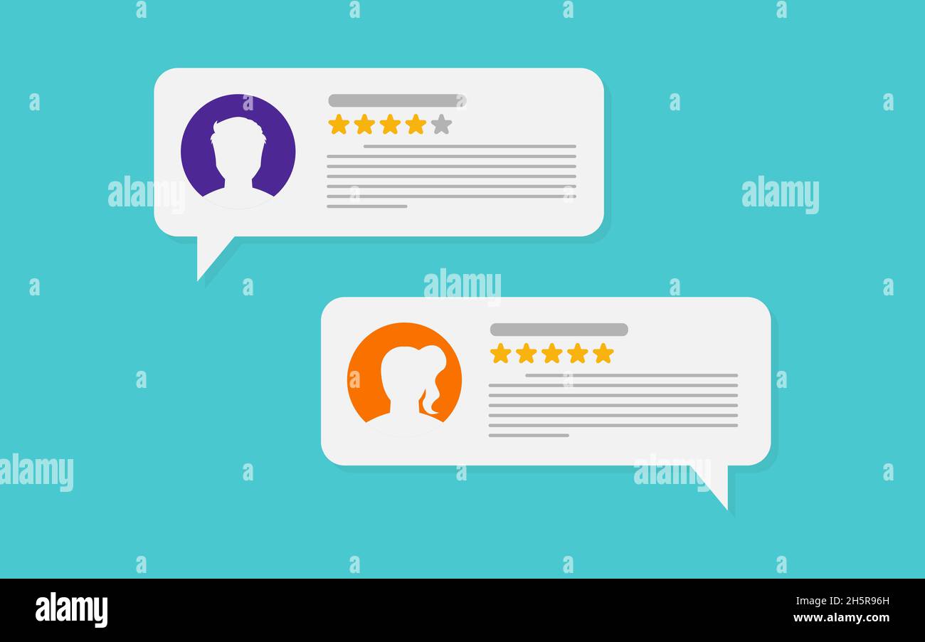 review bubble communication in flat style, vector illustration Stock ...