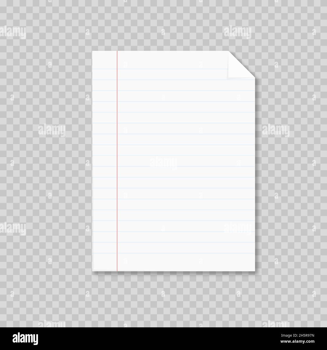 notebook sheet on transparent background with shadow, vector Stock ...