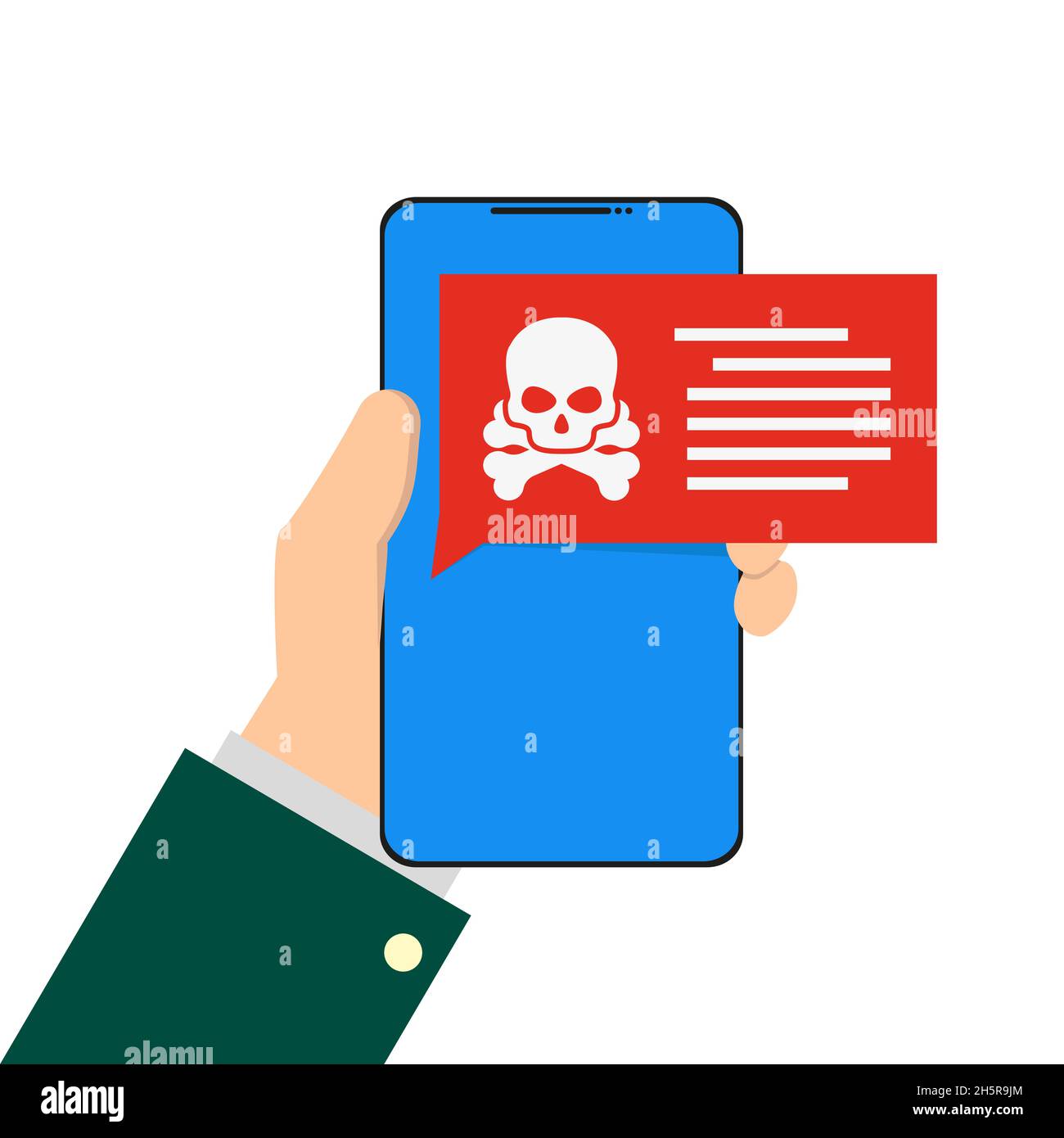 phone in hand with viruses in flat style, vector illustration Stock ...