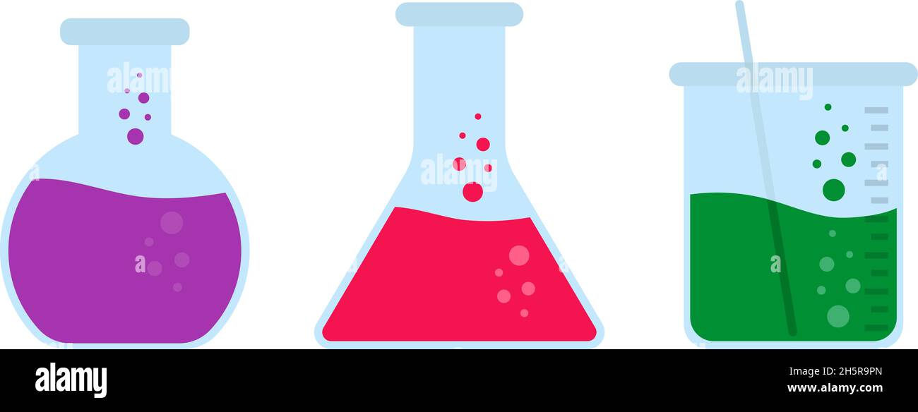 chemistry flask set in flat style, vector illustration Stock Vector ...