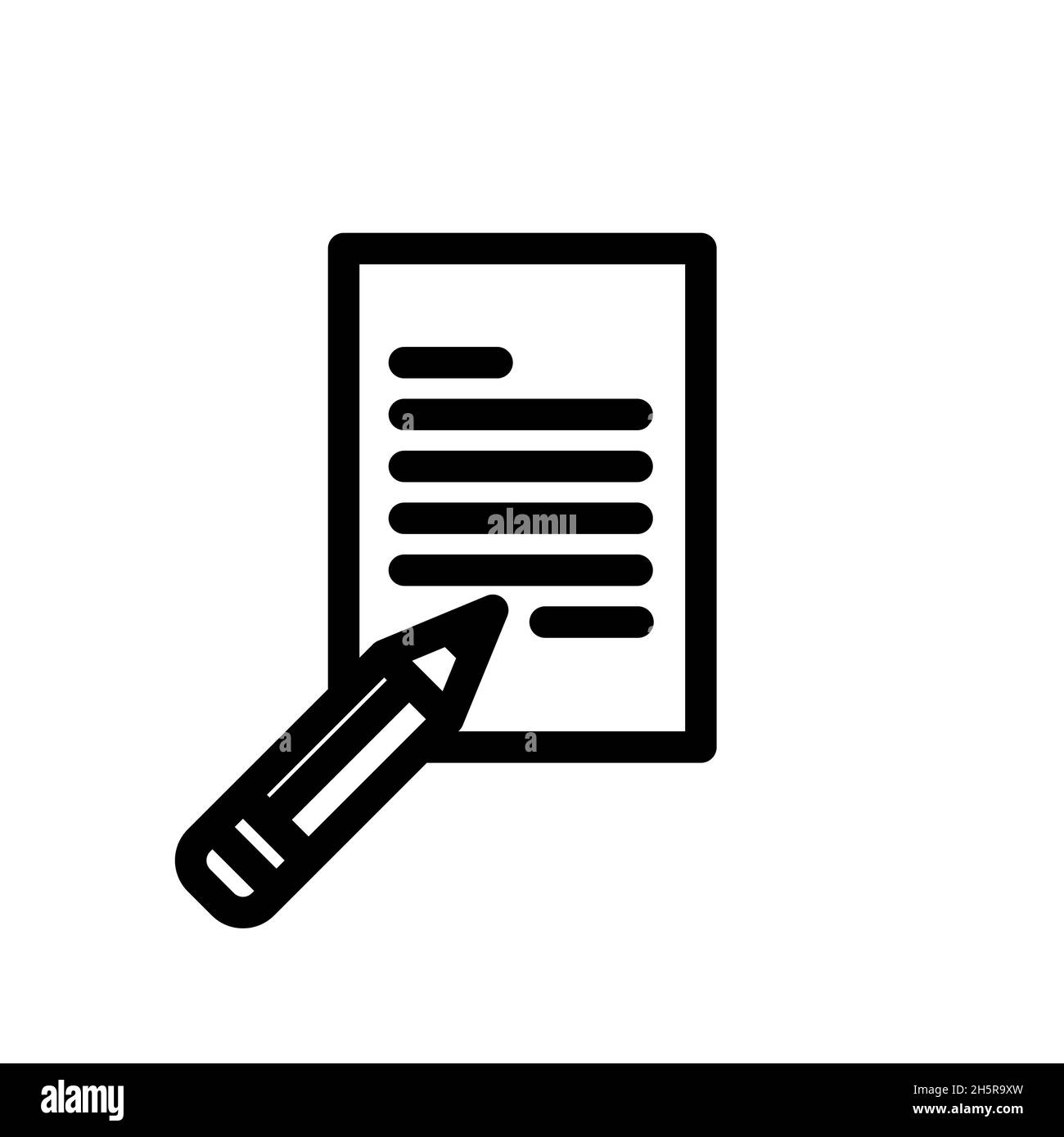 Document paper with pencil writing vector isolated linear icon, office ...
