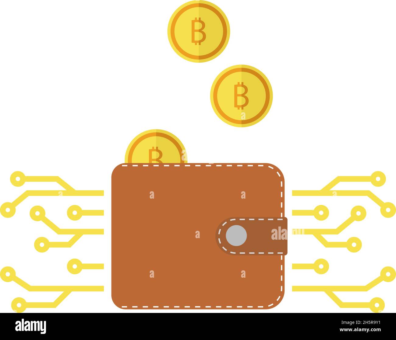 wallet with virtual currency in flat style, vector illustration Stock ...