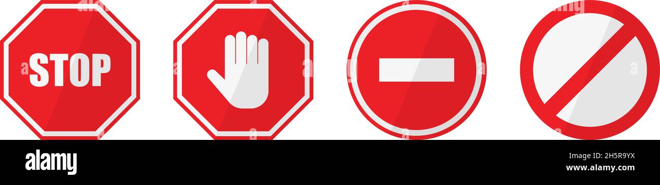 stop ban set sign in flat style, vector illustration Stock Vector Image ...