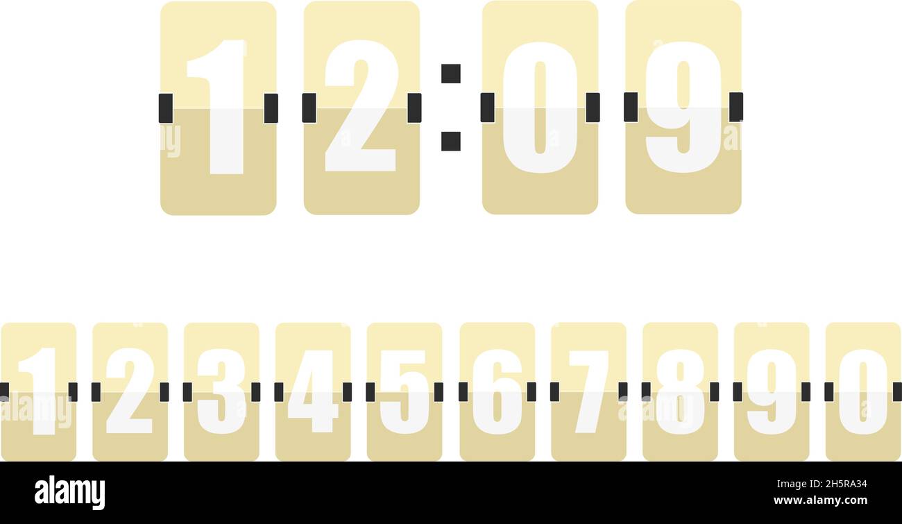 set, flipped scoreboard numbers in flat style, vector Stock Vector ...