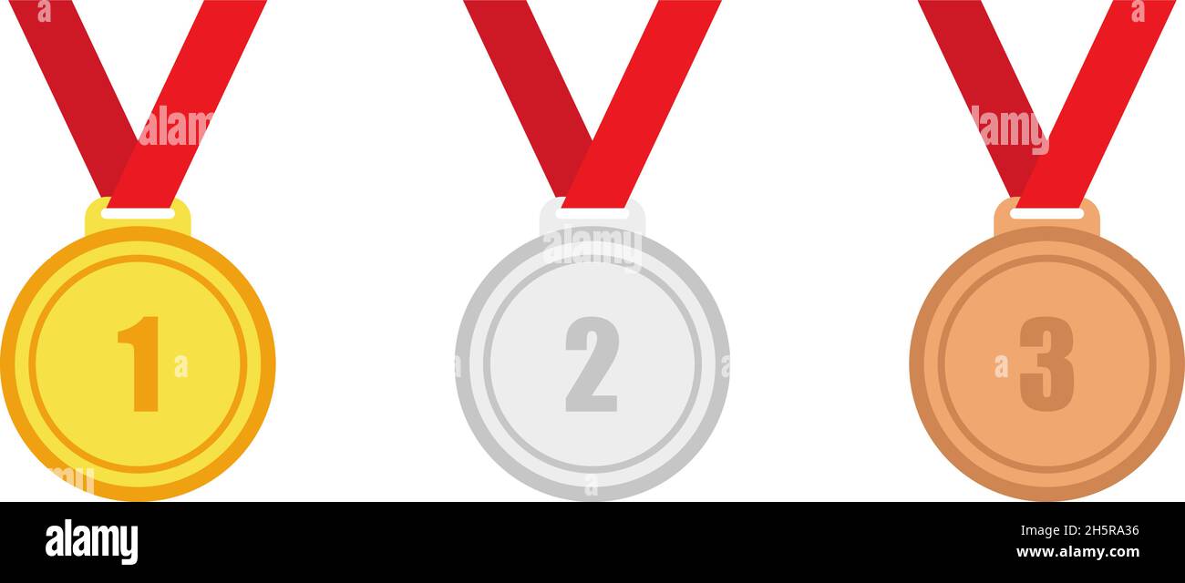 set of colored medal icons in flat style, vector Stock Vector Image ...