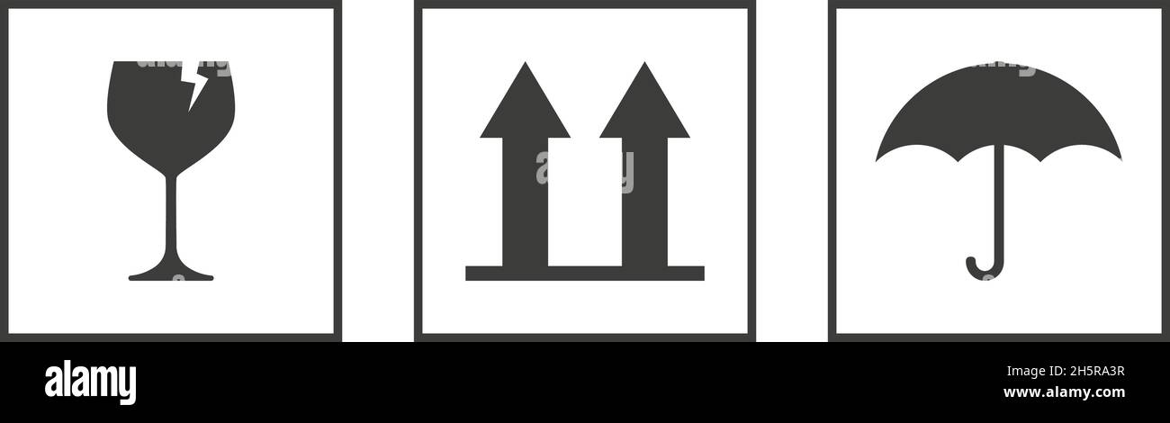 set icons packaging marks box isolate on white background Stock Vector ...