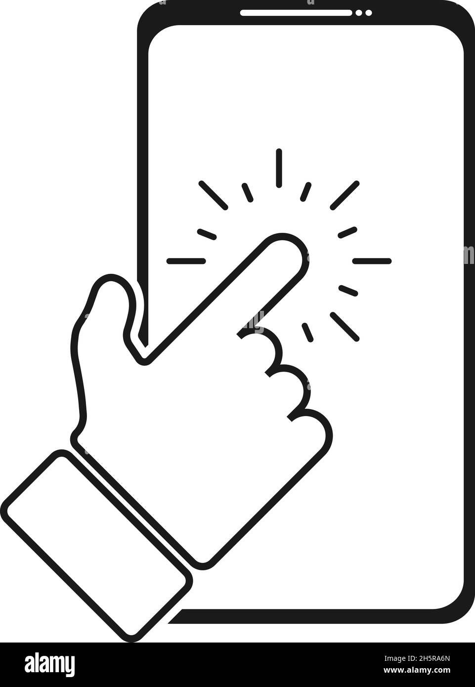 touch on the phone screen icon in flat style, vector illustration Stock ...