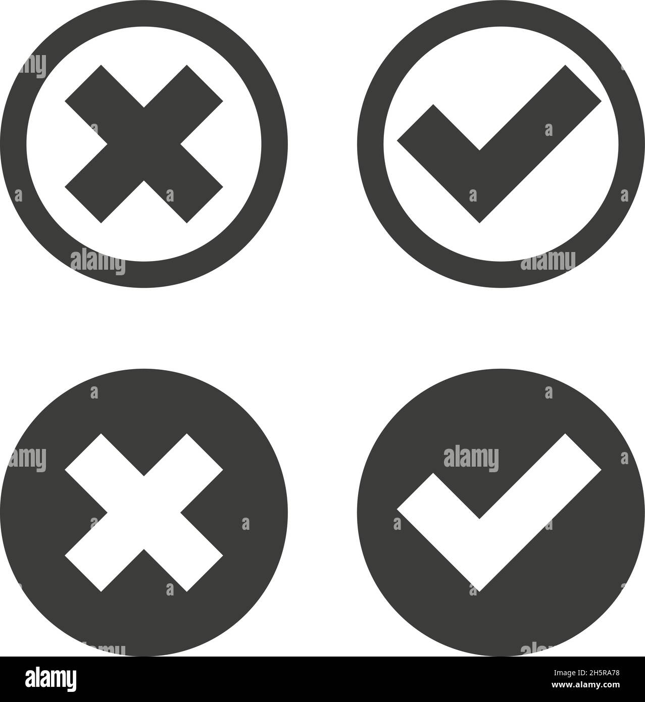 check mark cross icons on white background, vector Stock Vector Image ...