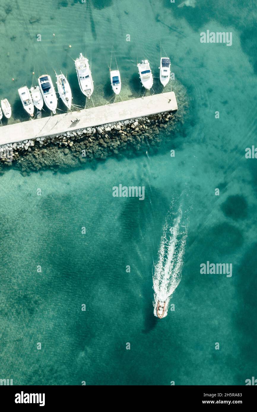 Aerial view of yahts Stock Photo - Alamy