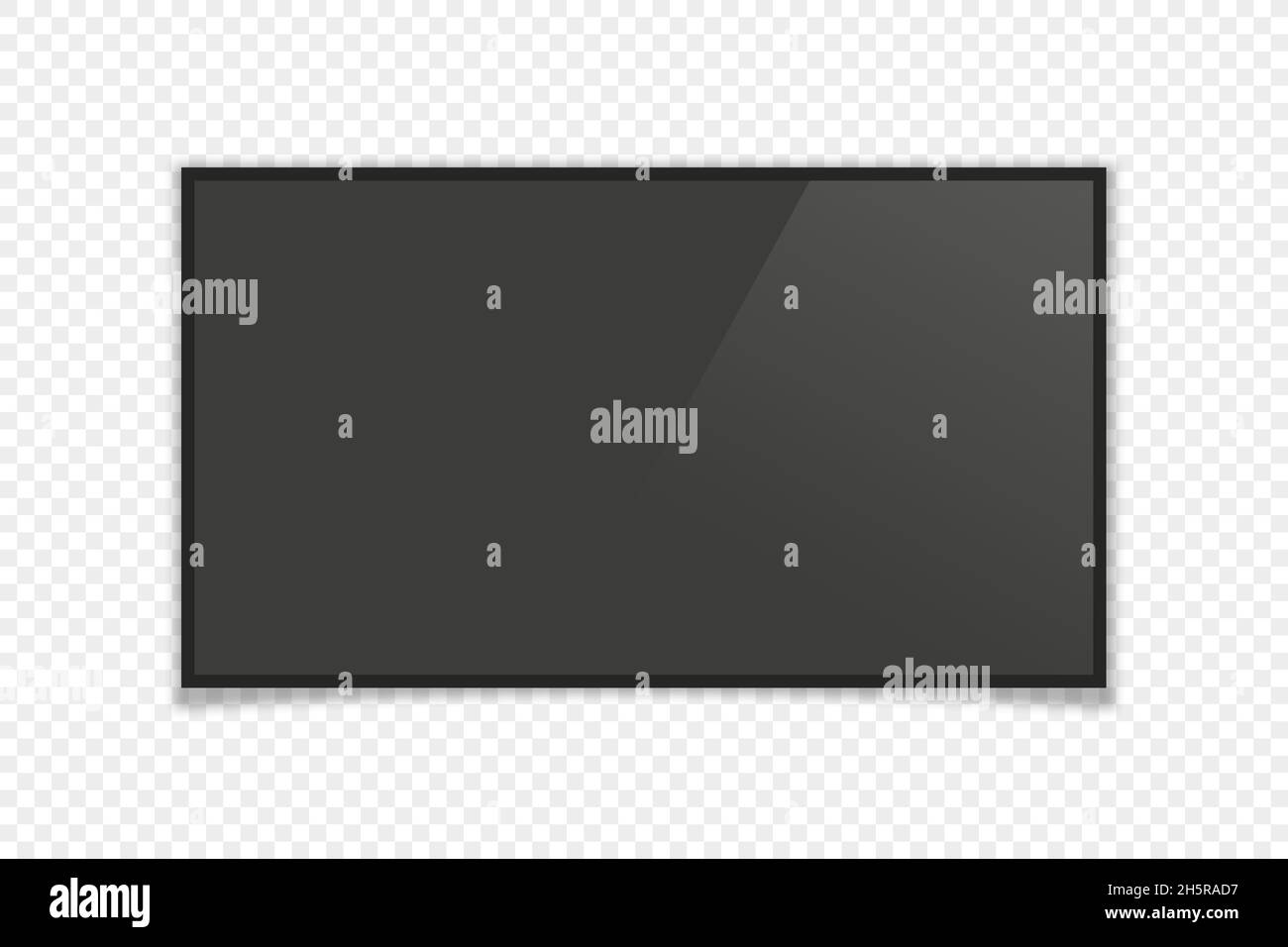 realistic tv monitor with shadow on transparent background Stock Vector ...