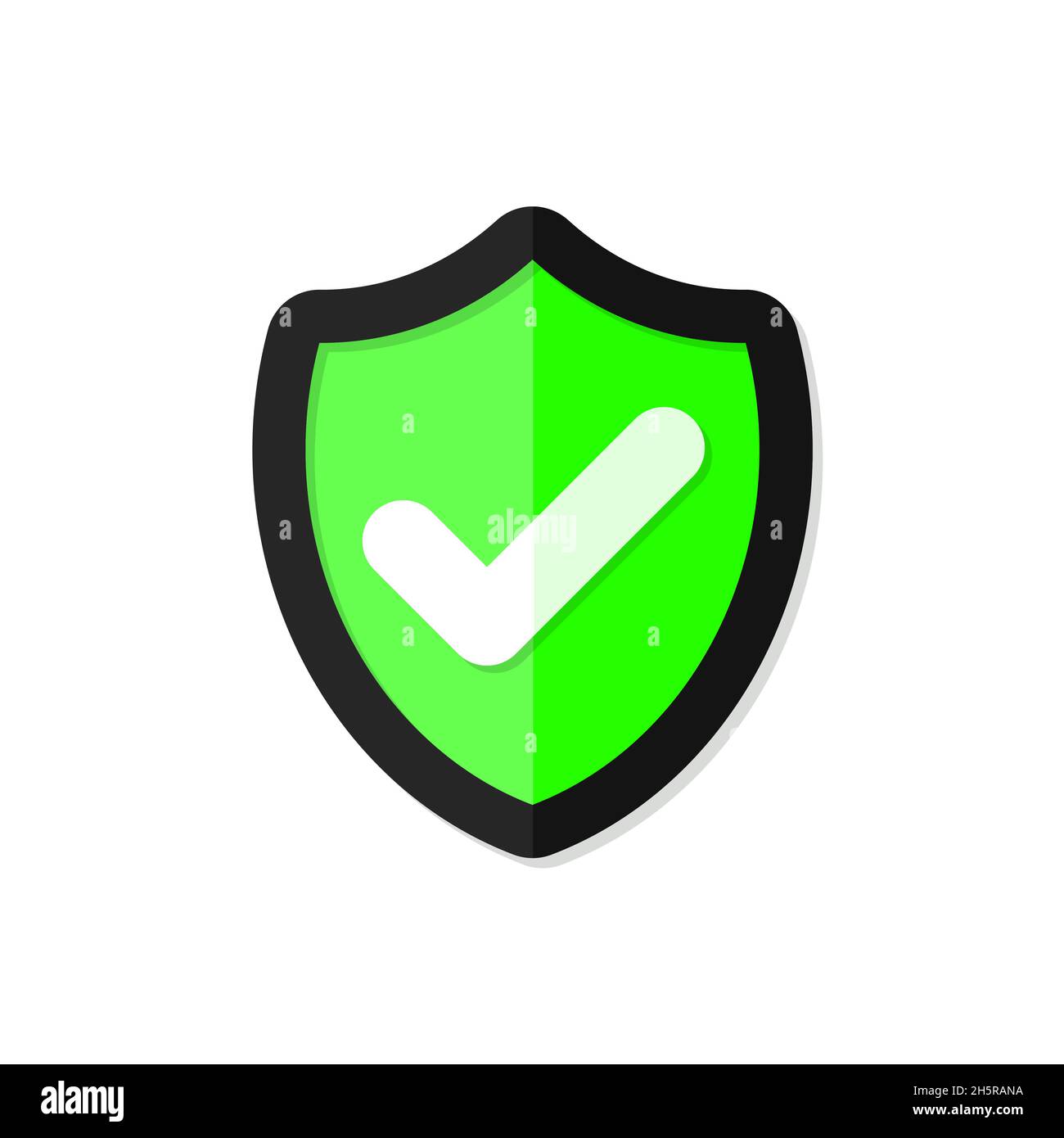 Shield green with checkmark flat security isolated safety icon Stock ...
