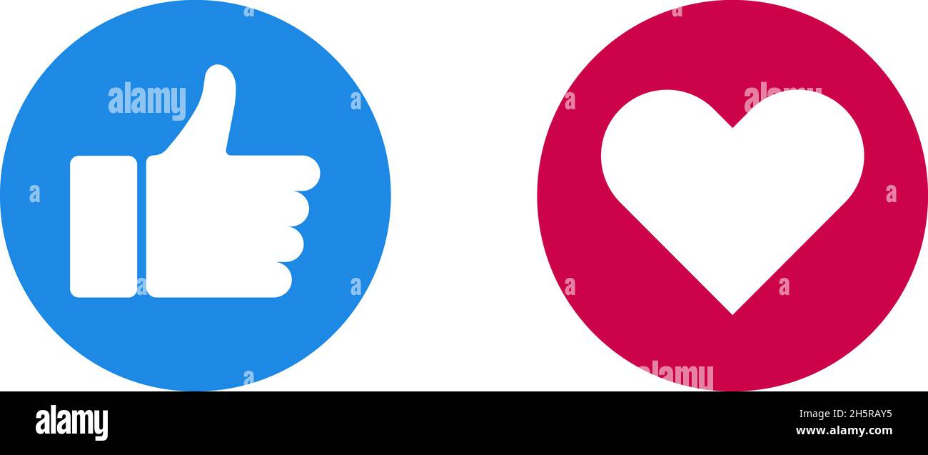 like and heart web buttons in flat style, vector illustration Stock ...