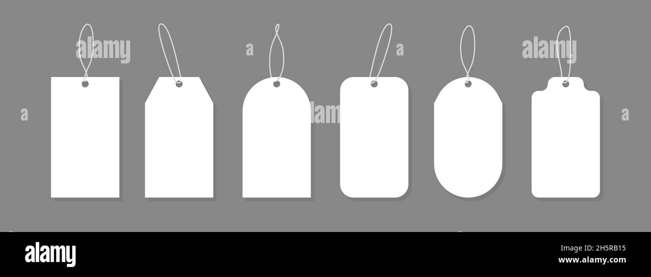 set white paper price tags in flat style, vector illustration Stock ...