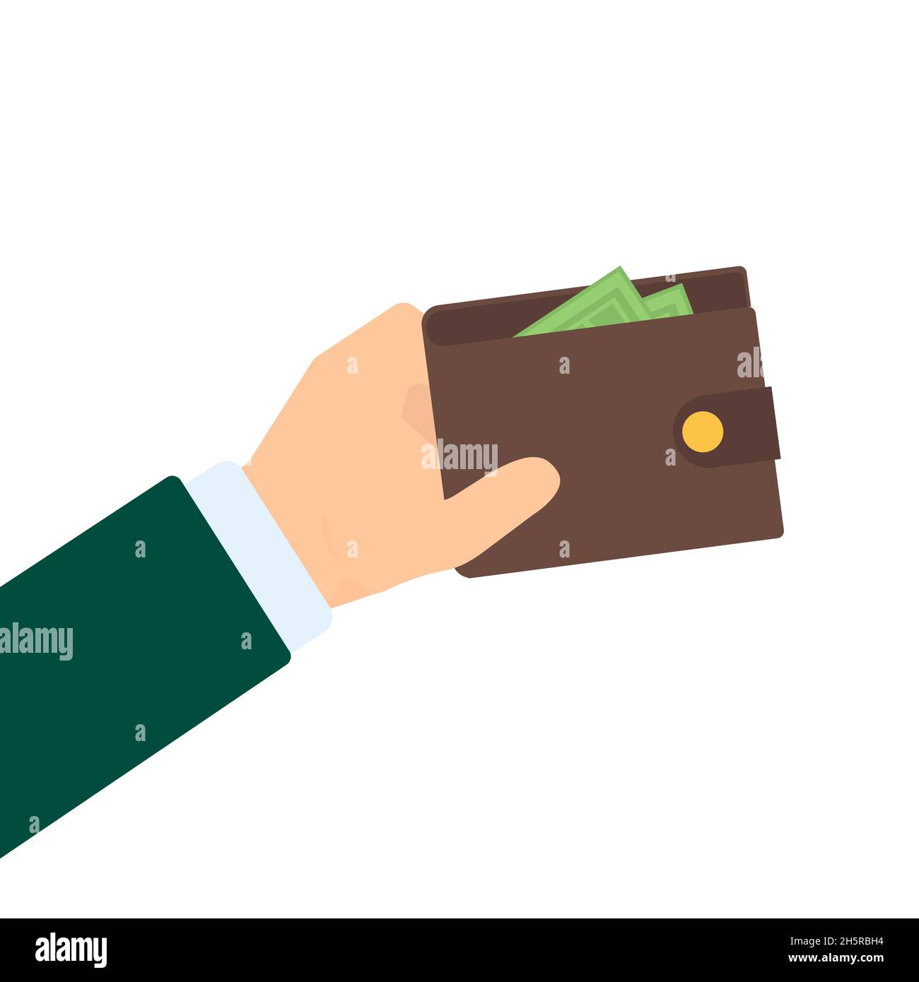Illustration with hand wallet in flat style, finance vector isolated ...