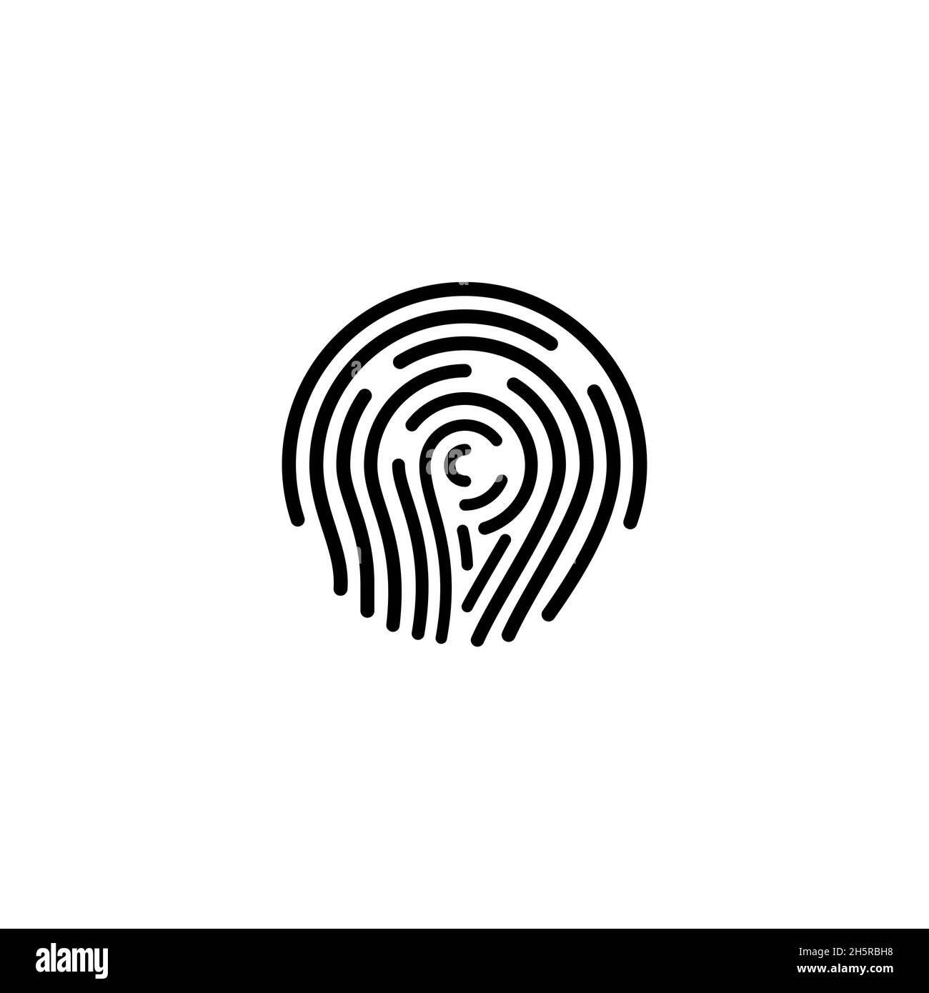 Fingerprint vector isolated print of finger touch flat symbol ...