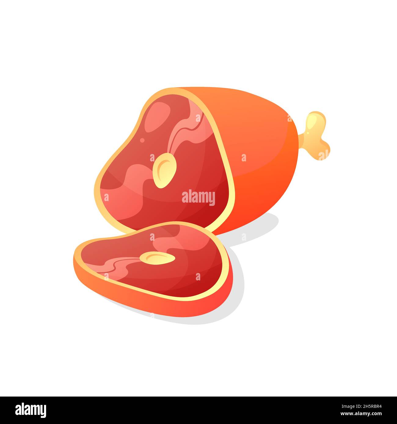 Beef butcher meat vector isolated, bbq food in cartoom trendy style ...