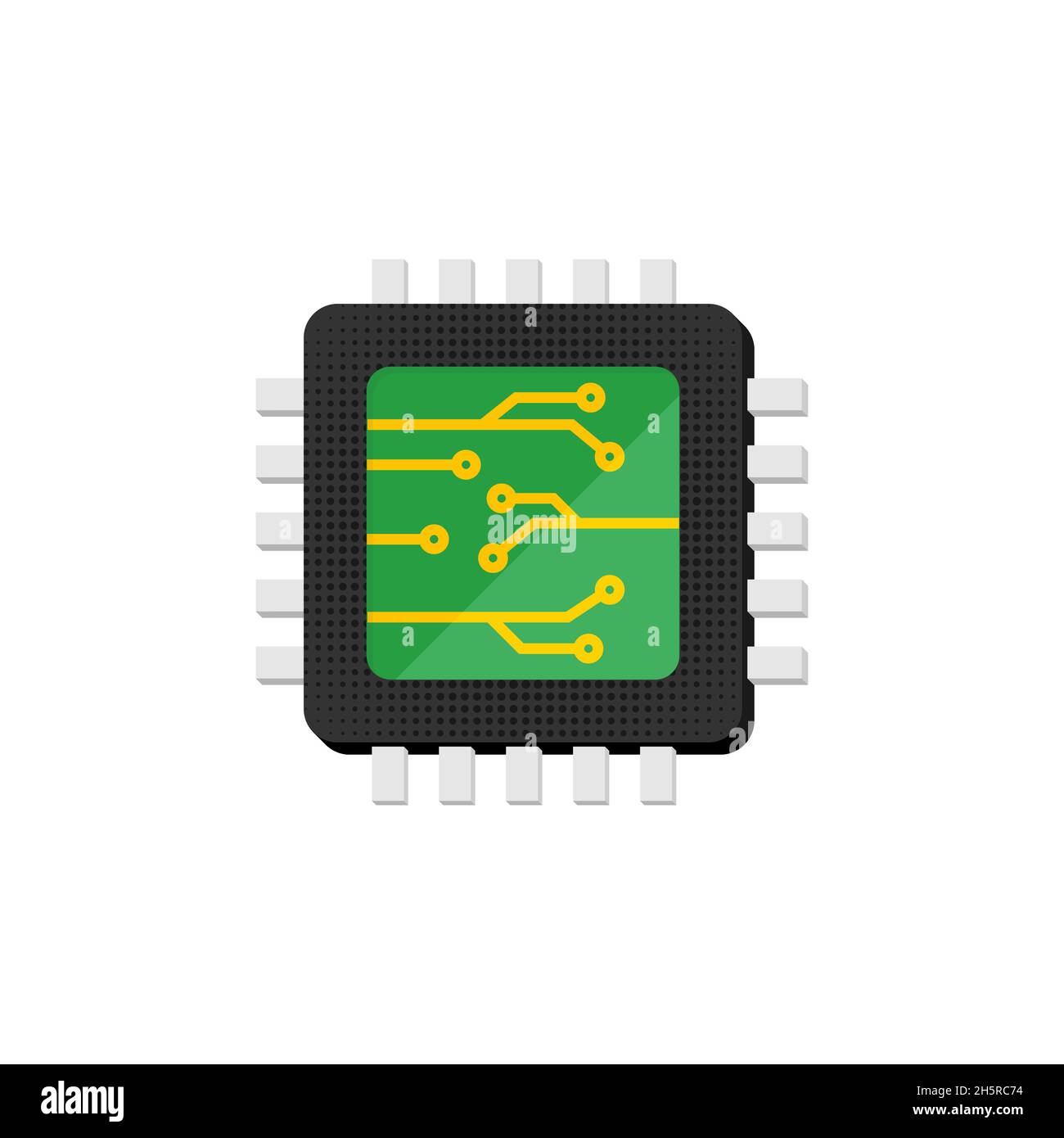 Computer processor microchip flat illustration. Vector isolate symbol ...