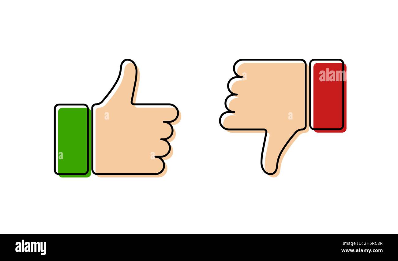 button like and dislike color icon in flat style, vector illustration ...