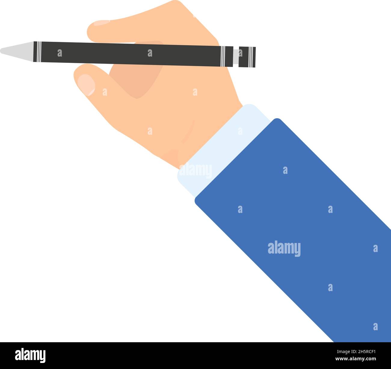 hand with pen on white background. Vector isolated concept creative ...