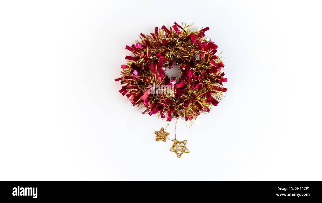 Beautiful tinsel christmas traditional decorations in winter. Xmas ...