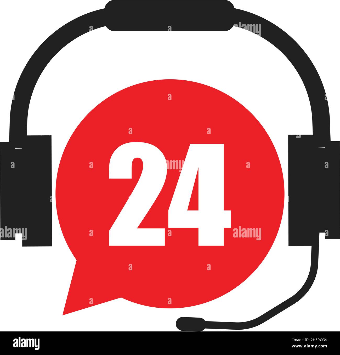 Abstract icon with red tech support for marketing design. Call center ...