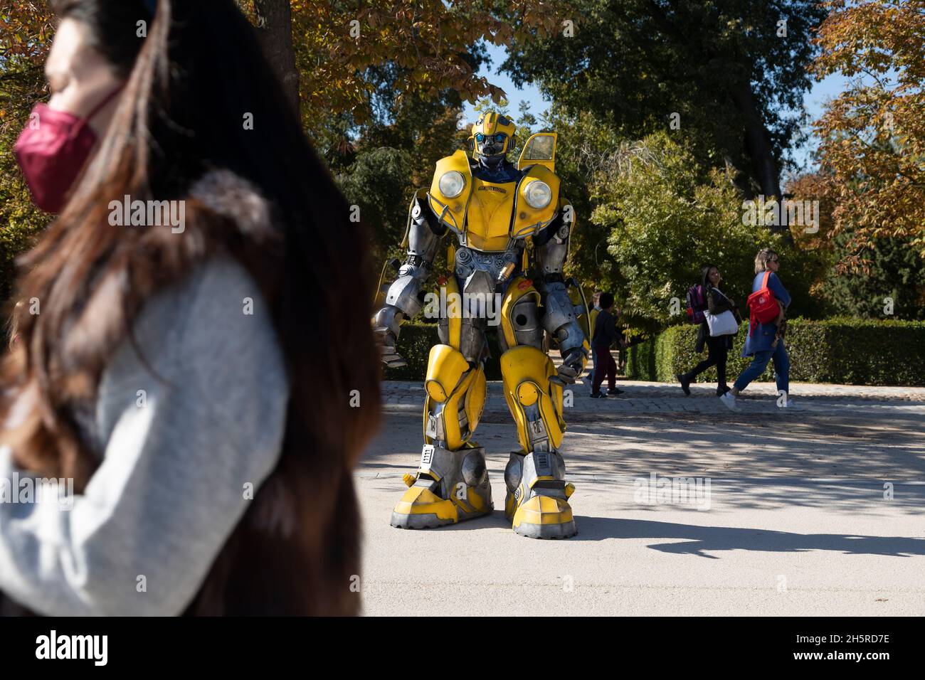 Madrid, Spain - Nov 09, 2021: A street artist dressed as Bumblebee from ...