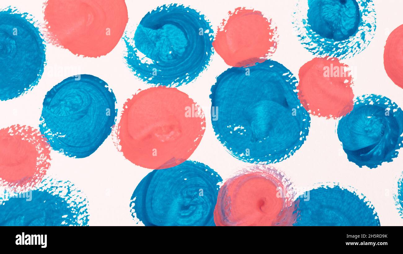 Abstract background with round brush strokes. Pink and blue circles ...