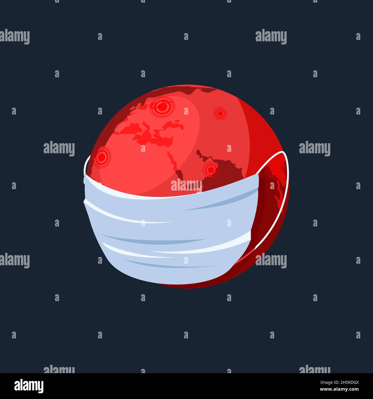 Coronavirus, infected by virus planet globe Earth in protection mask ...