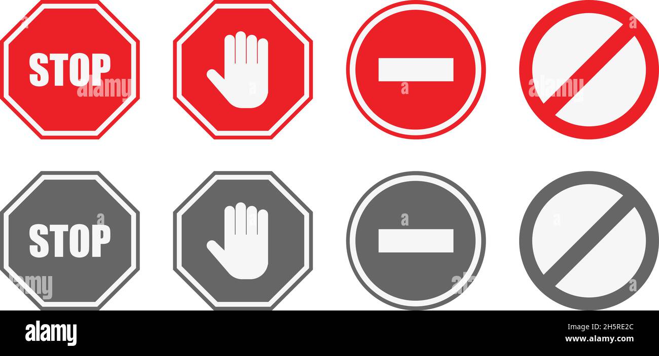 Stop set signs vector illustration in flat style. Isolated vector sign ...