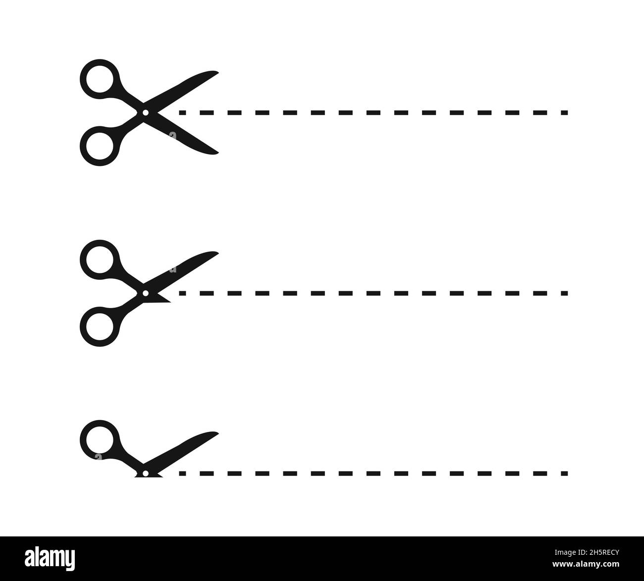 Scissors, trim line icons set. Vector line illustration on white ...