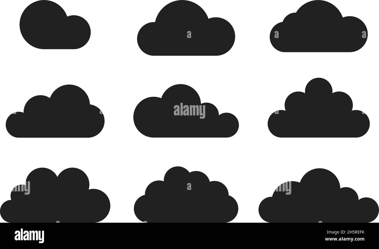 Clouds icons set flat illustration. Vector abstract background set ...