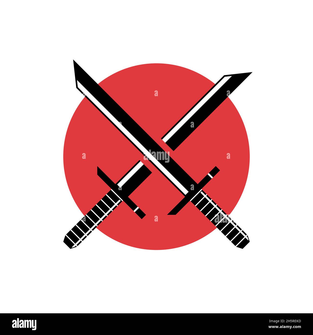 Ninja warrior katana vector illustration on japan flag background Stock ...