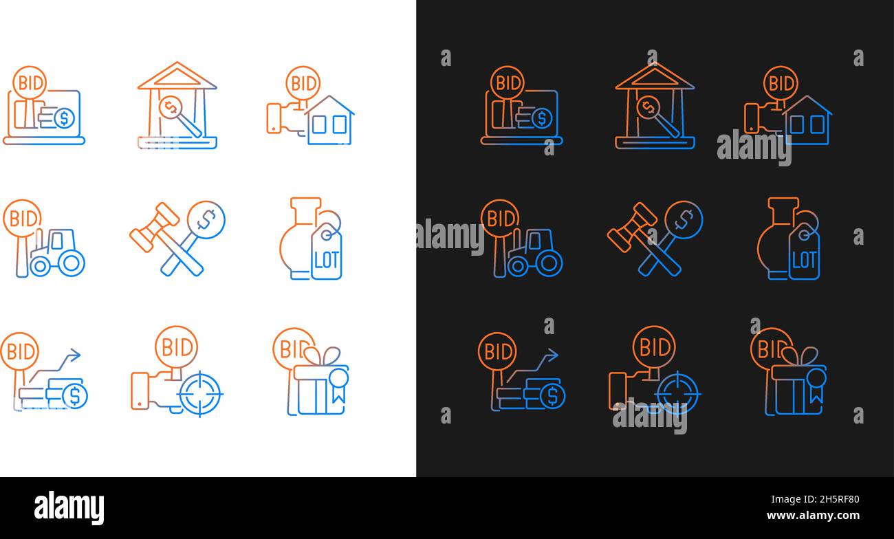 Types of bargaining gradient icons set for dark and light mode Stock ... Types of bargaining gradient icons set for dark and light mode Stock ...
