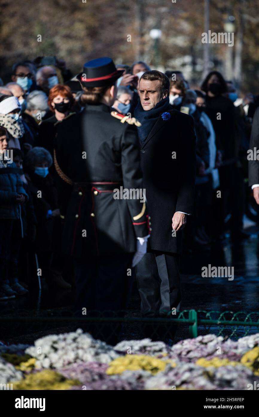 Paris, France. 11th Nov, 2021. French President Emmanuel Macron ...