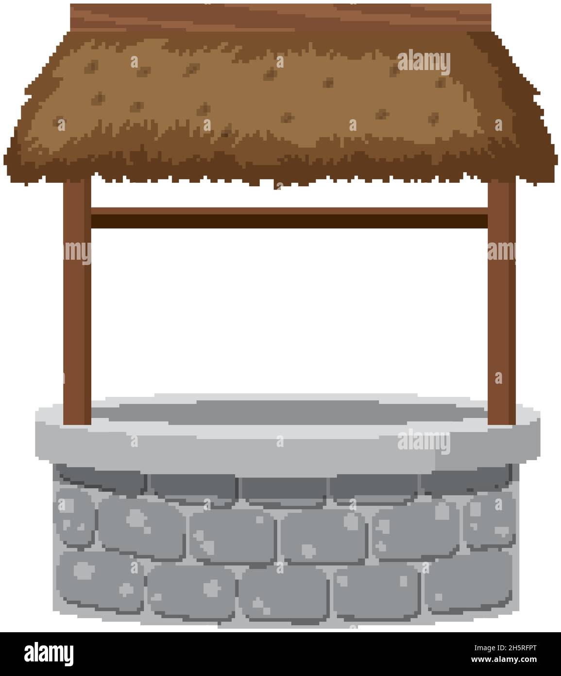 Stone well with rooftop on white background illustration Stock Vector ...