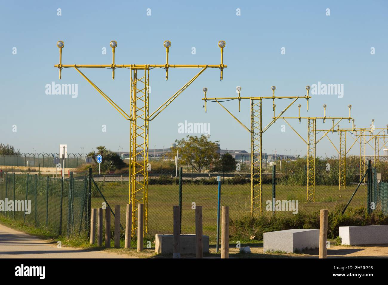 Aircraft signage at the entrance to the airport runway Stock Photo - Alamy