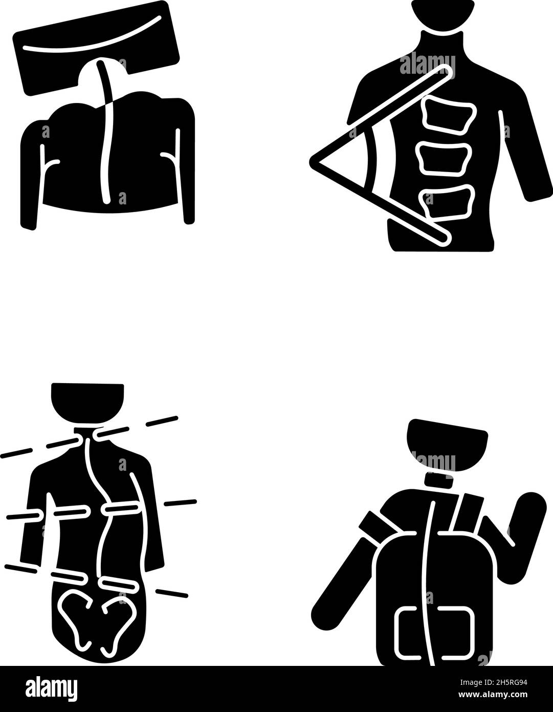 Spine curvature measure black glyph icons set on white space Stock Vector Image & Art - Alamy
