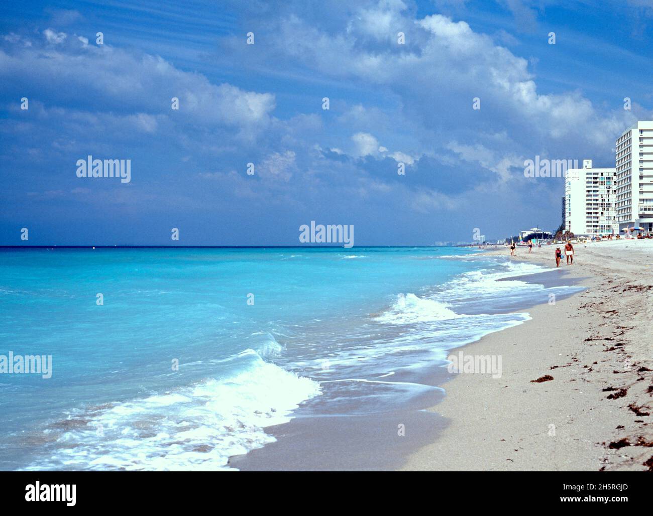 View along Miami Beach and the Atlantic Ocean, Miami, Florida, USA ...