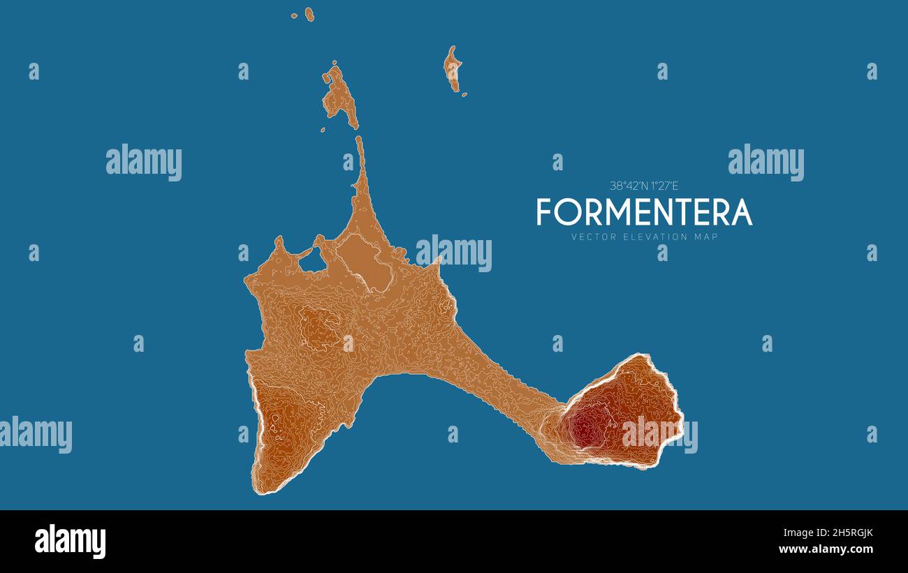 Topographic map of Formentera, Balearic Islands, Spain. Vector detailed ...