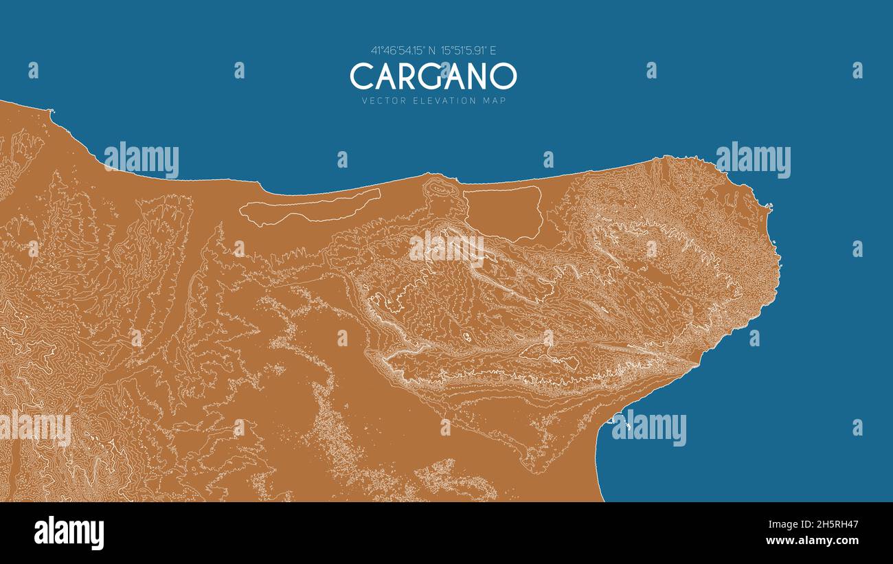 Topographic map of Cargano, Italy. Vector detailed elevation map of ...