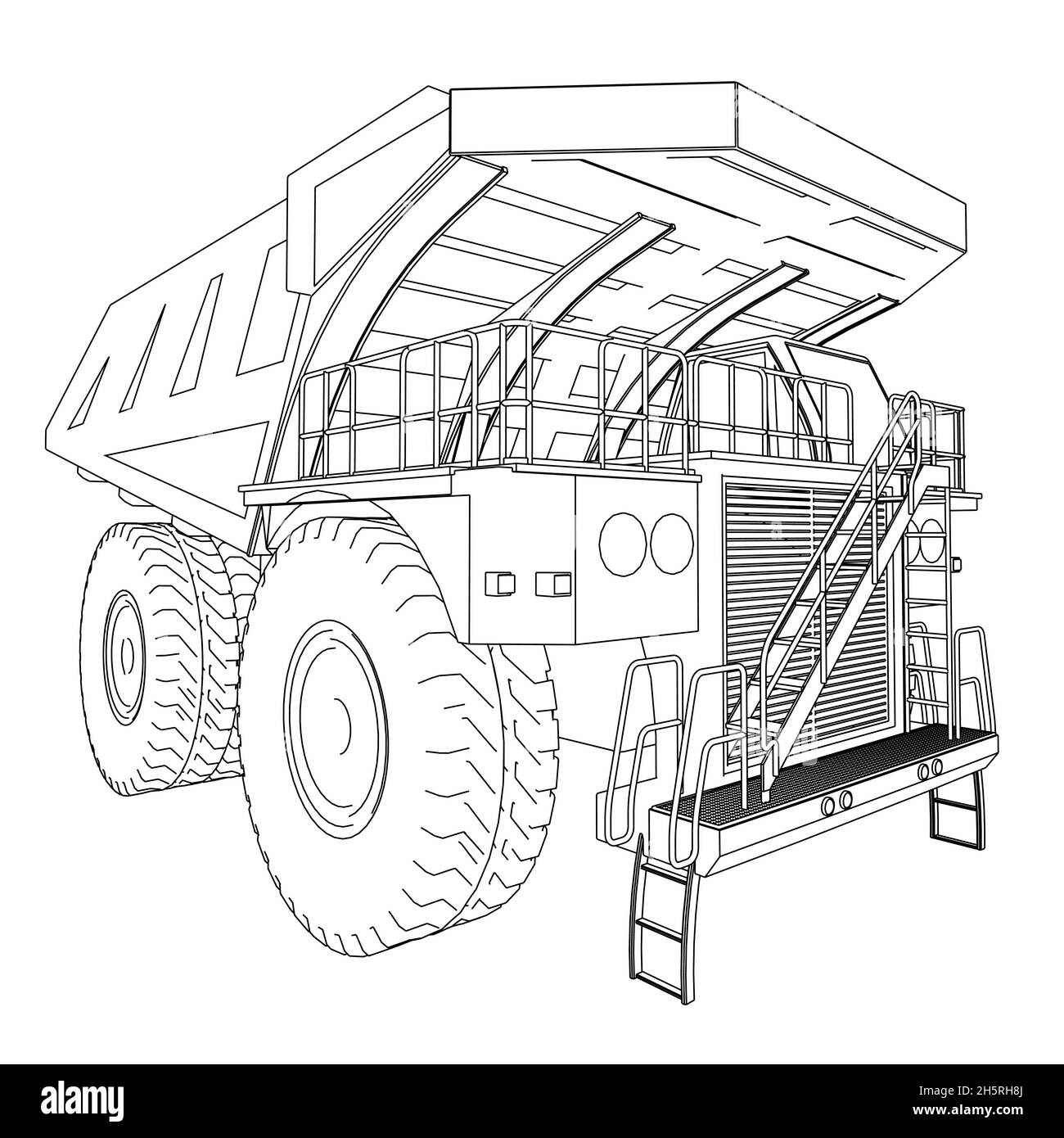 Dump truck contour from black lines isolated on white background ...