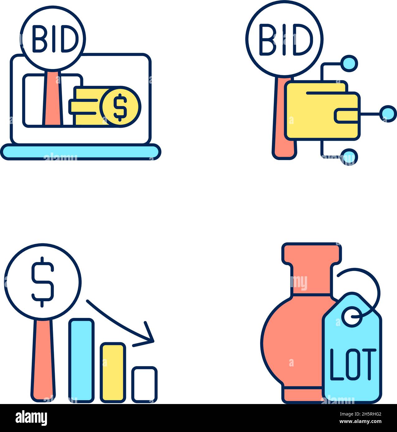 Electronic auctioning RGB color icons set Stock Vector Image & Art - Alamy