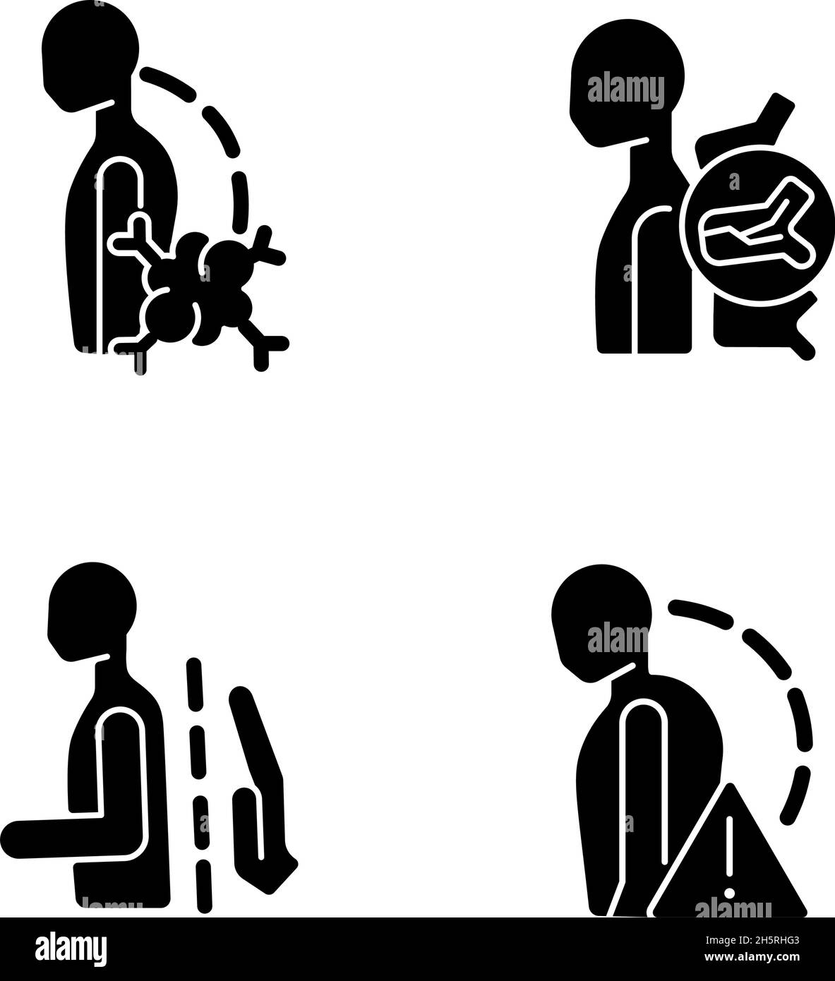 Spinal problems black glyph icons set on white space Stock Vector Image ...