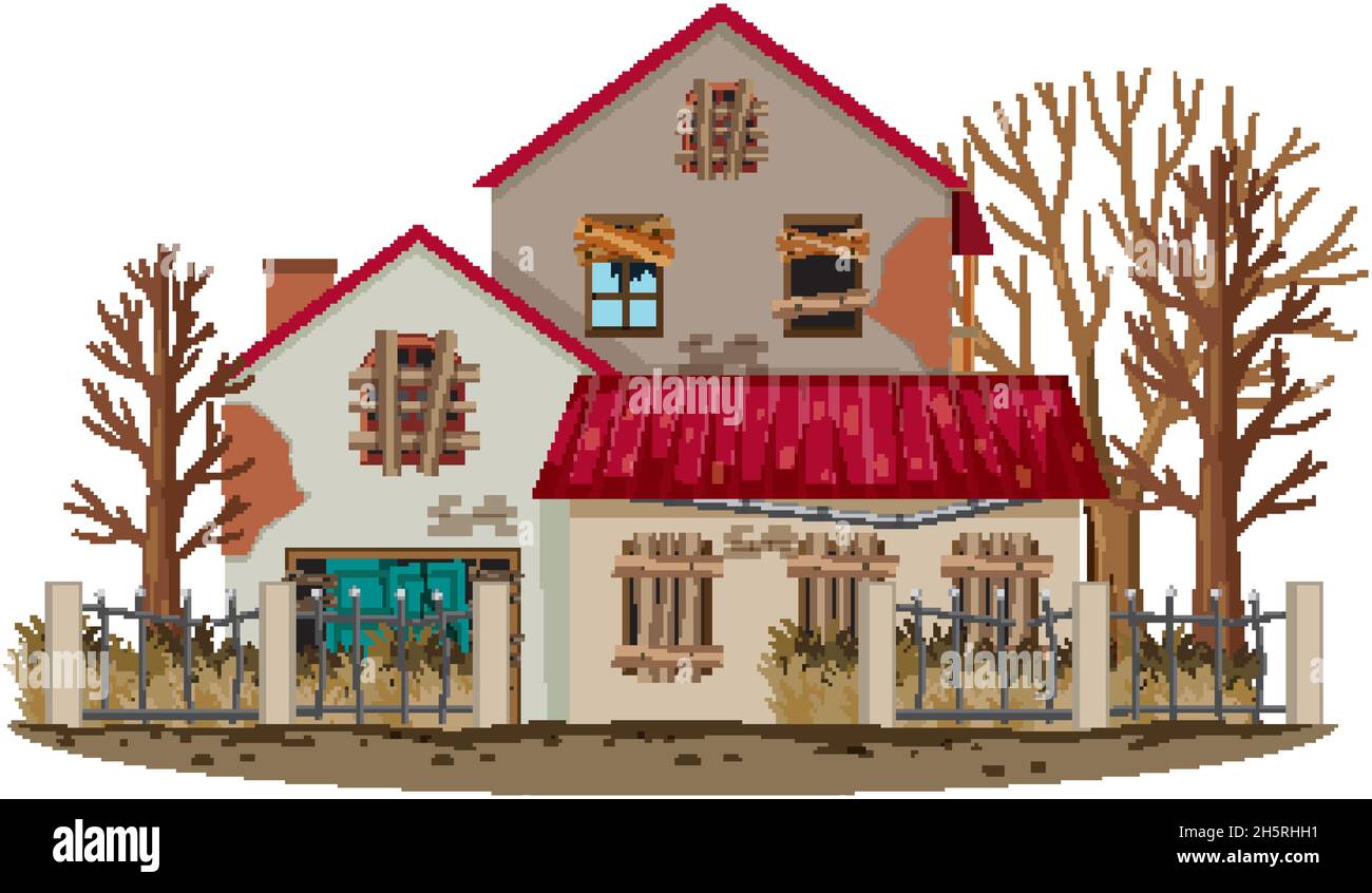 Abandoned house on white background illustration Stock Vector Image ...
