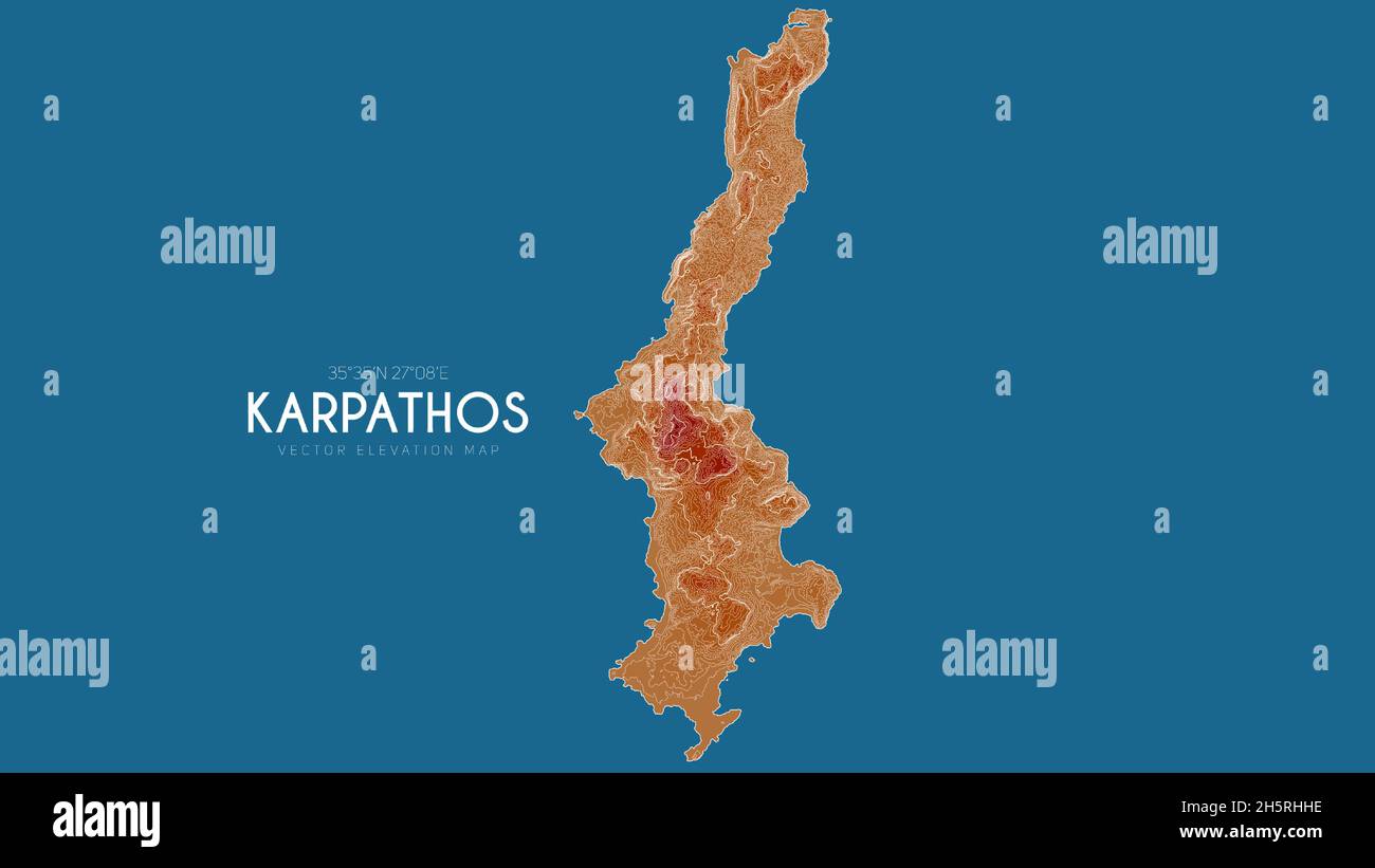 Topographic map of Karpathos, Greece. Vector detailed elevation map of ...