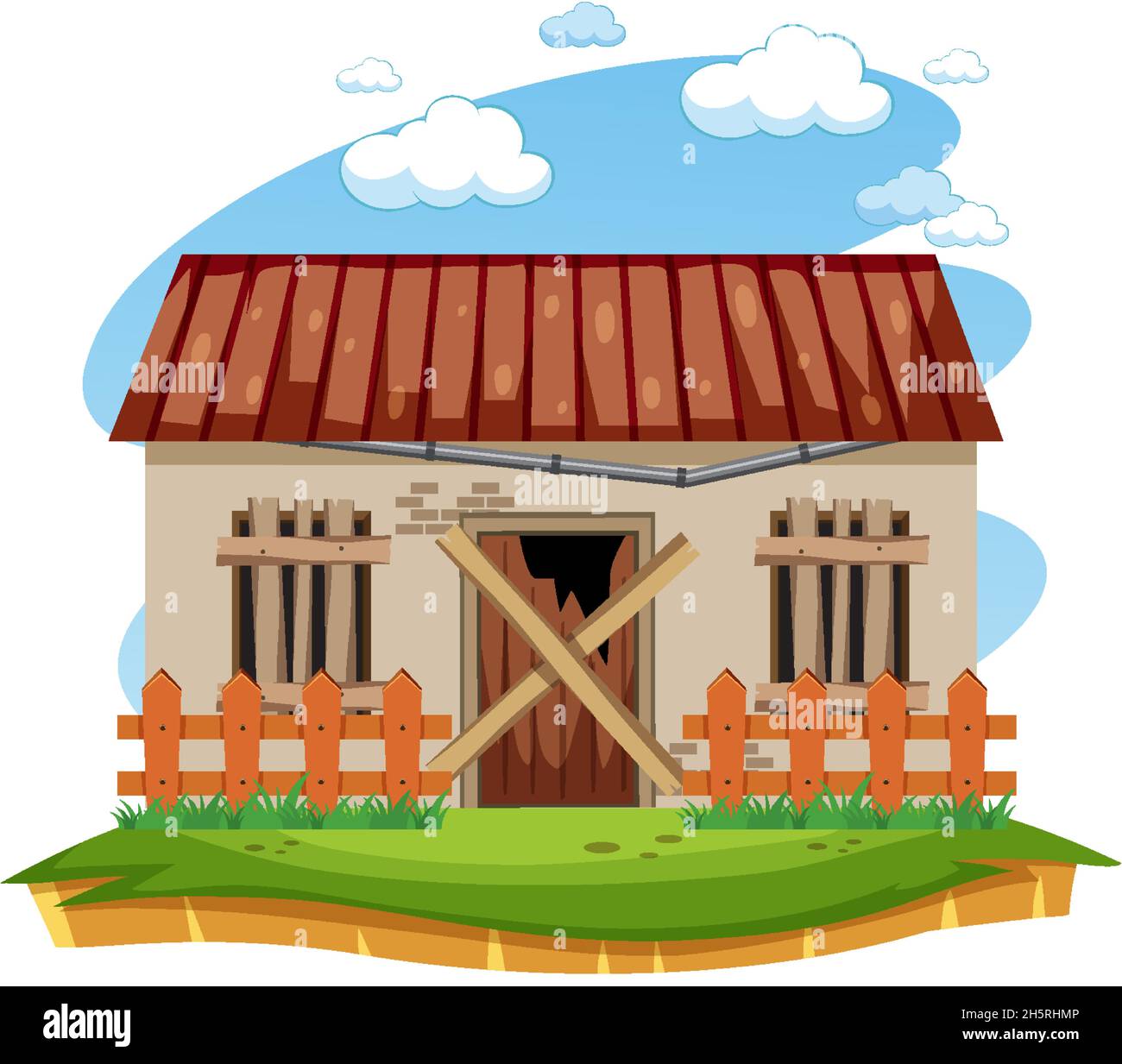 Isolated old broken house in the rural illustration Stock Vector Image ...