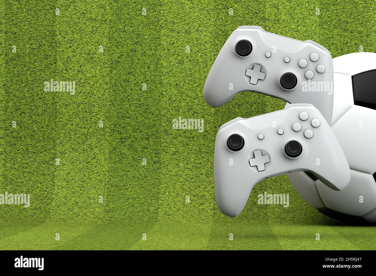 Soccer gaming background. Video game controller with a traditional ...