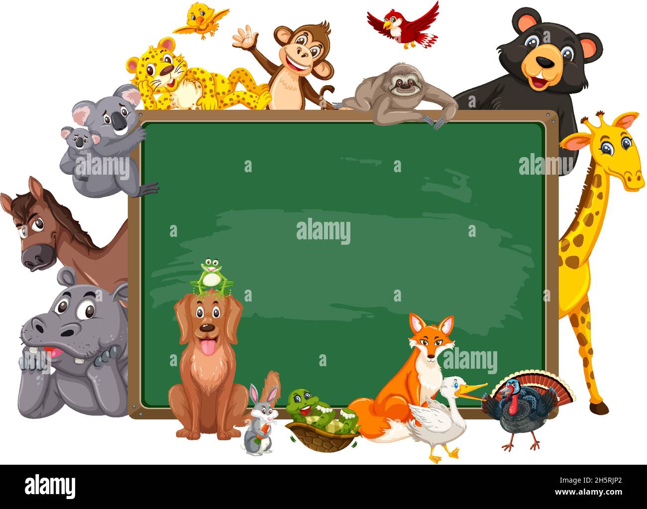 Empty blackboard with various wild animals illustration Stock Vector ...